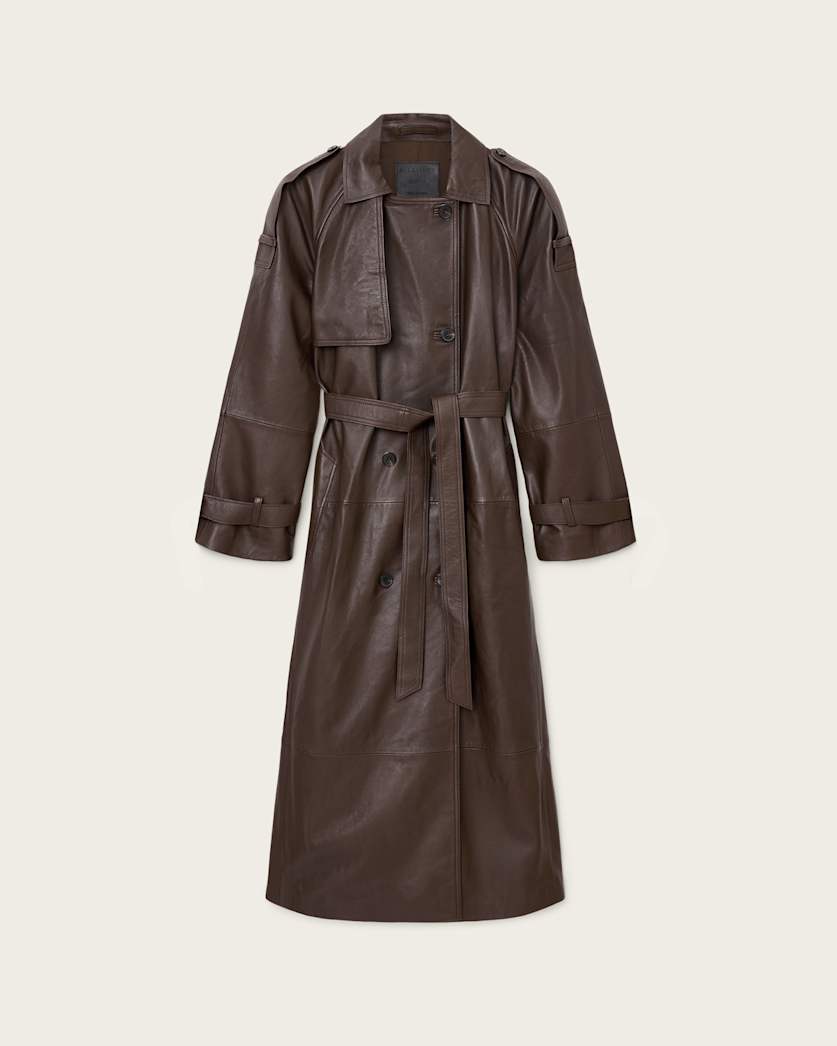 Reed Leather Trench Bitter Brown | ALLSAINTS US